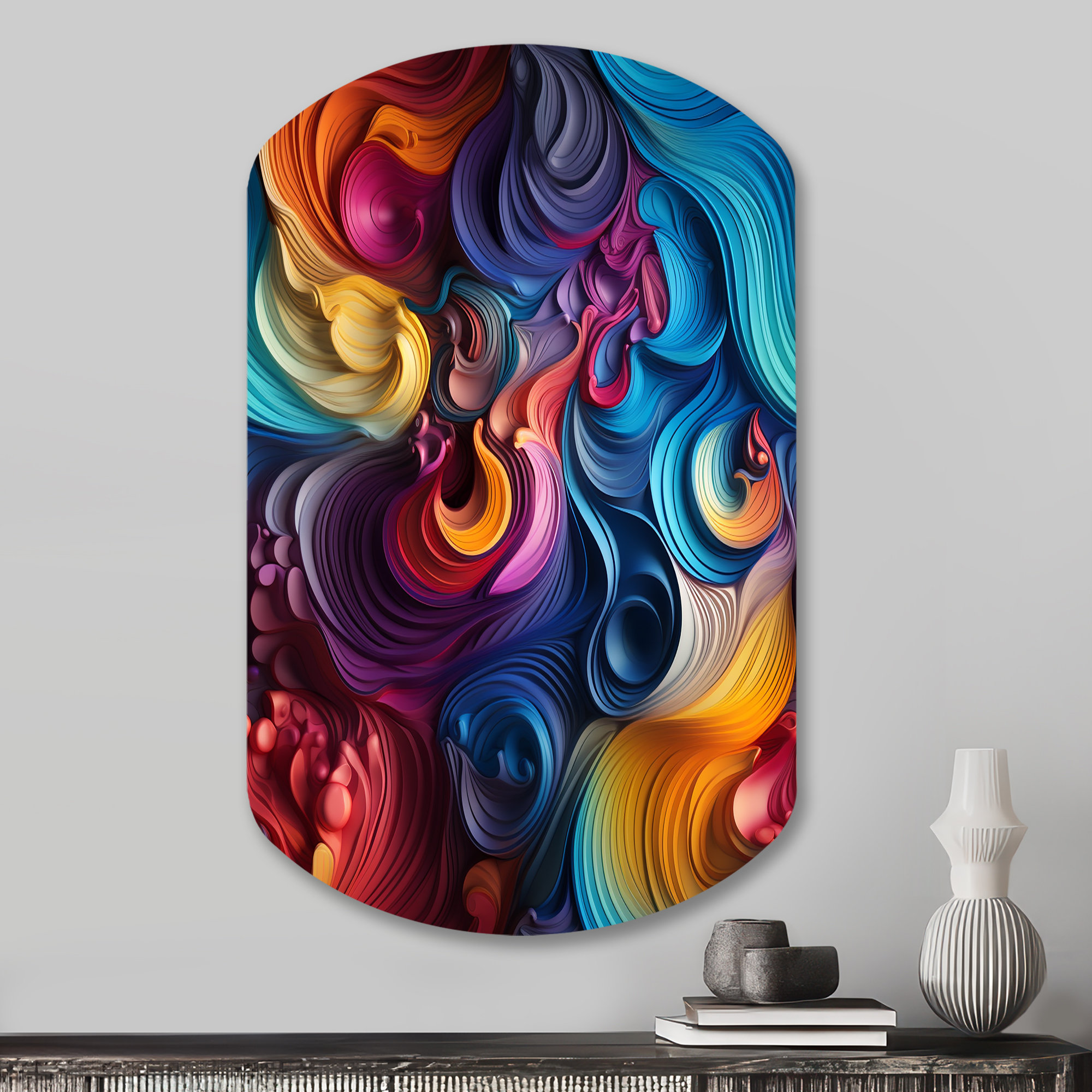 Design Art Popart Psychedelic Swirls - Abstract Cylinder Metal Wall ...
