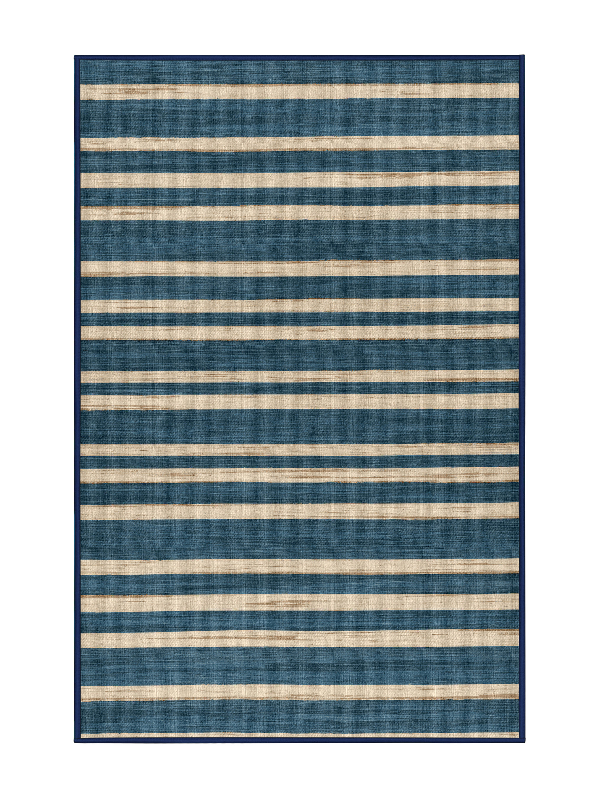 Rosecliff Heights Washable Sea Blue Cream Striped Area Rug | Wayfair
