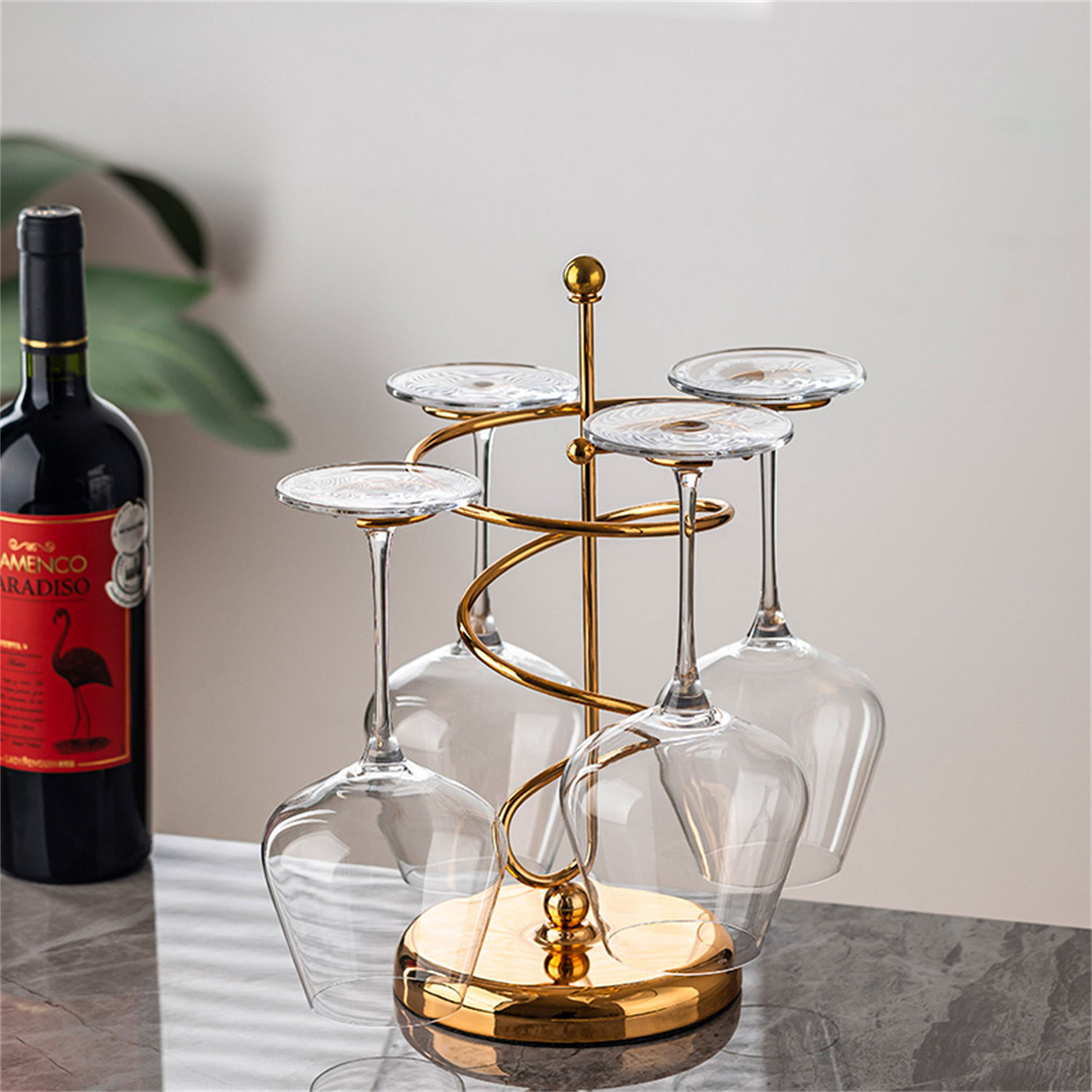 House of Hampton® Dhruvika Tabletop Wine Glass Rack Gold | Wayfair