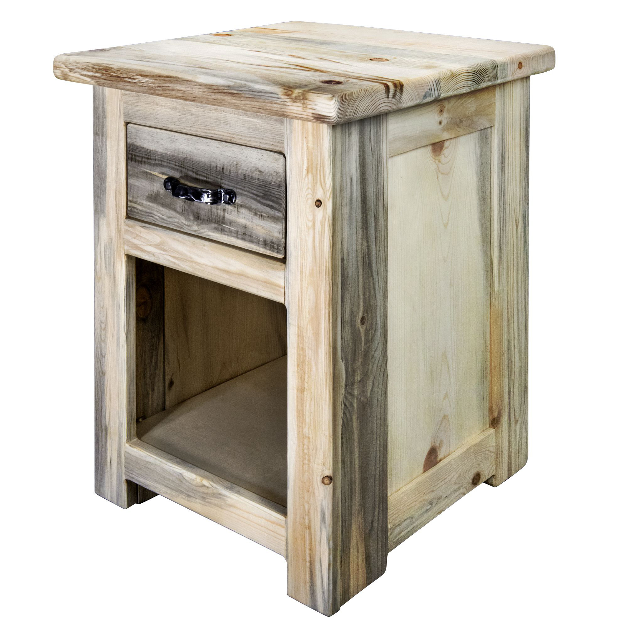 Loon Peak Jaynee Rugged Sawn One Drawer Nightstand W/ Forged Iron ...