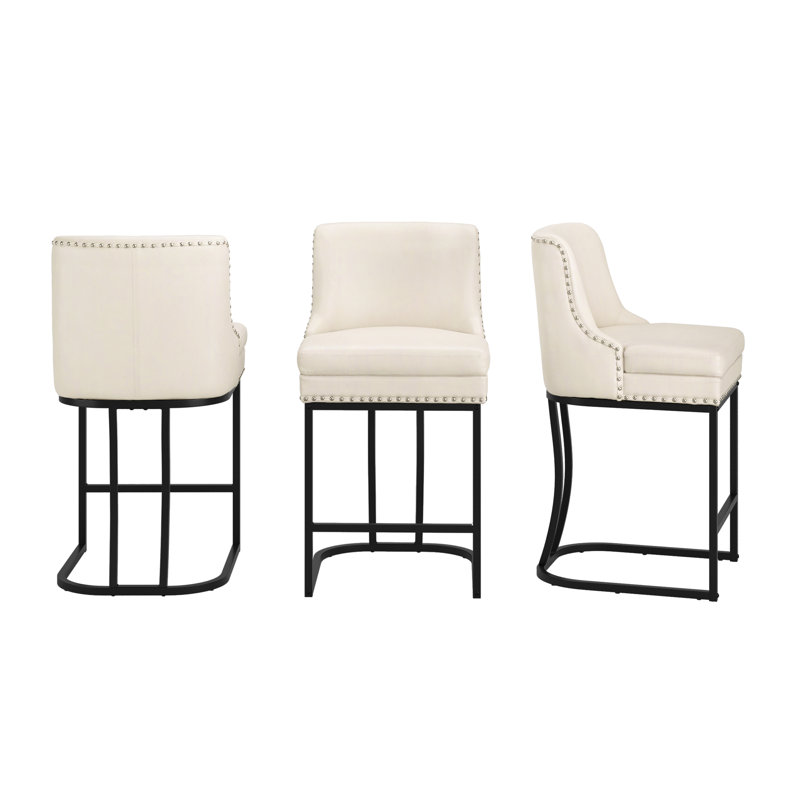 Red Barrel Studio® Donalda Upholstered 26'' Counter Stools With Metal ...