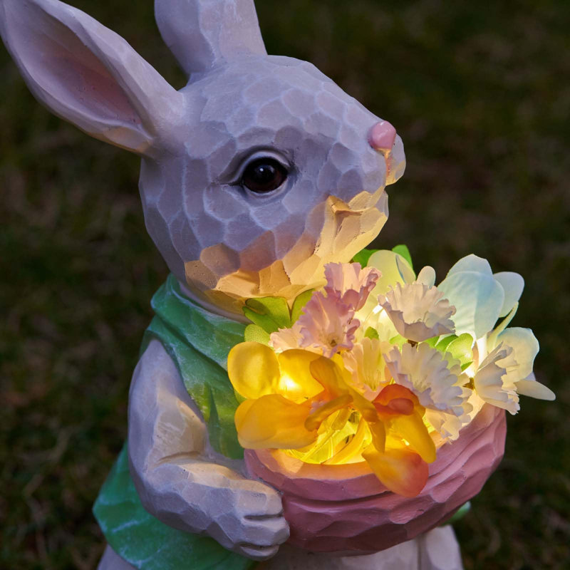 Trinx Solar Rabbit Garden Decoration - Rabbit Garden Statue With ...