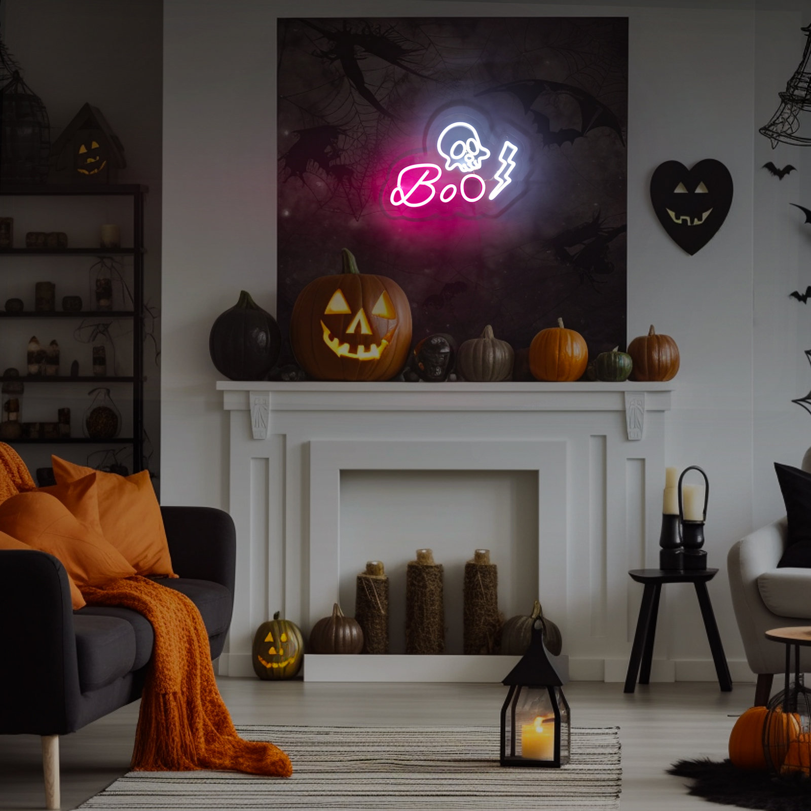 The Holiday Aisle® Jelmer 7.9" Skull Boo Neon Sign | Wayfair