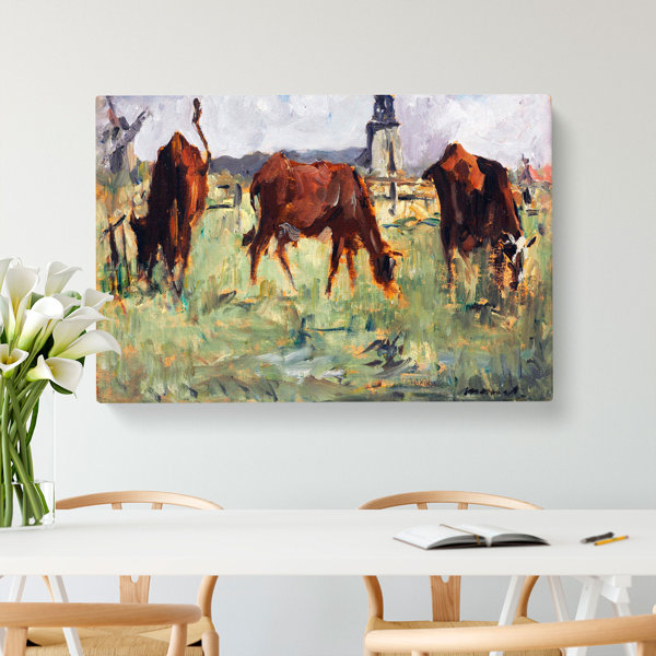 East Urban Home Cows In A Field by Edouard Manet - Wrapped Canvas ...