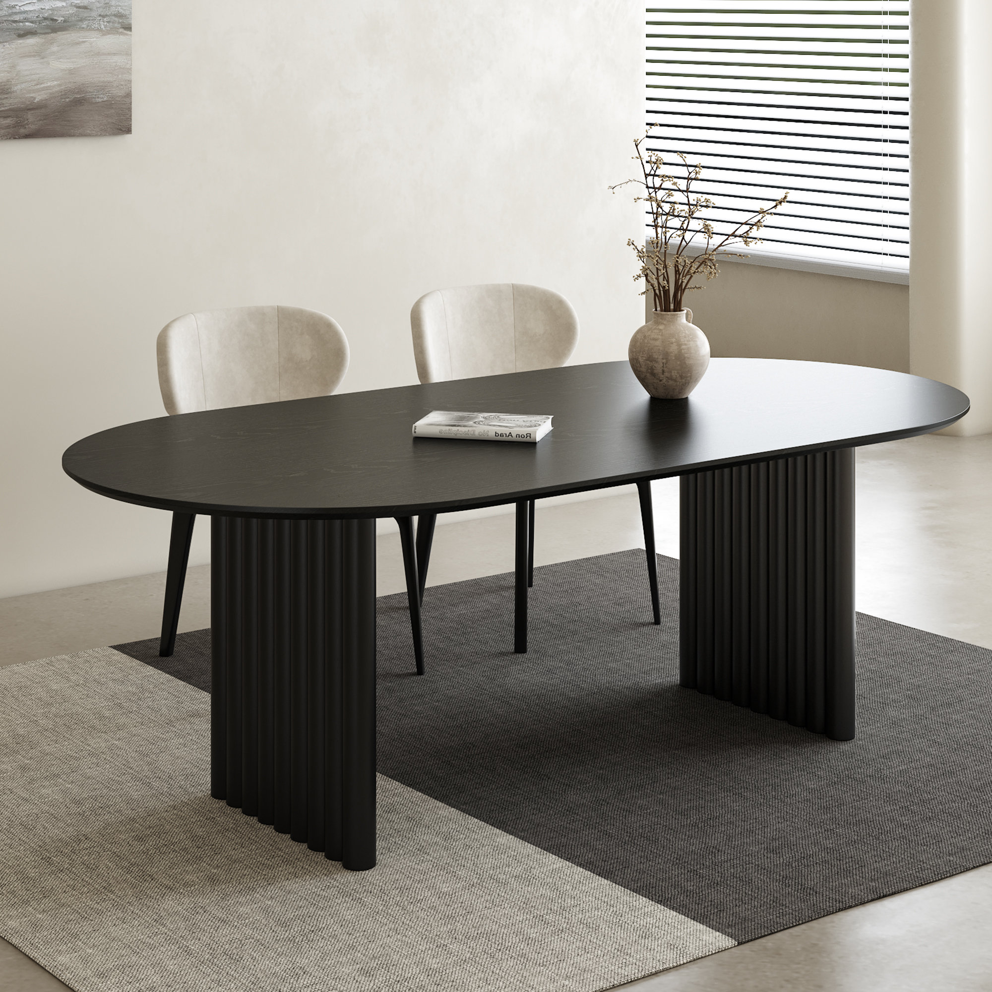 Latitude Run® Bena 67" Oval Soild Wood Dining Table Oval Double ...