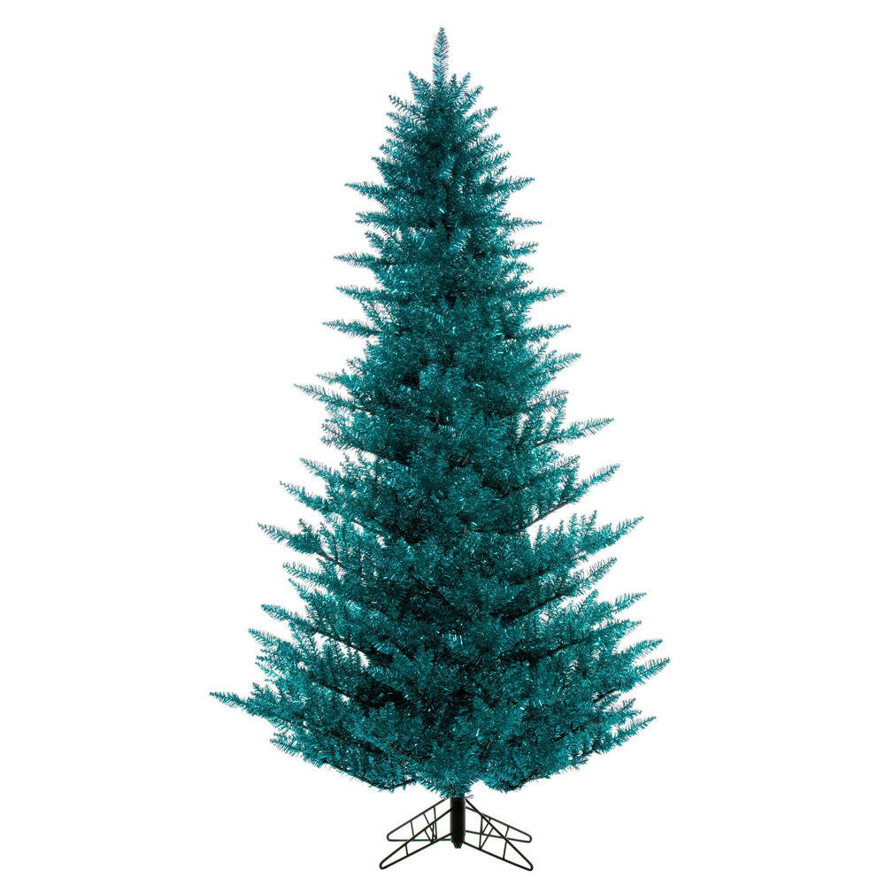 The Holiday Aisle® Aqua Tinsel Artificial Unlit Christmas Tree with ...