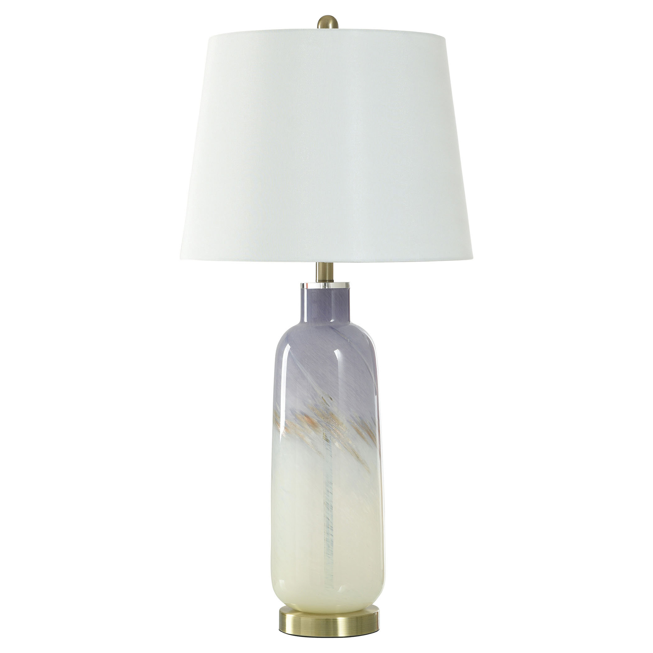 Everly Quinn Lavender Mist - Glass Table Lamp - White Shade | Wayfair