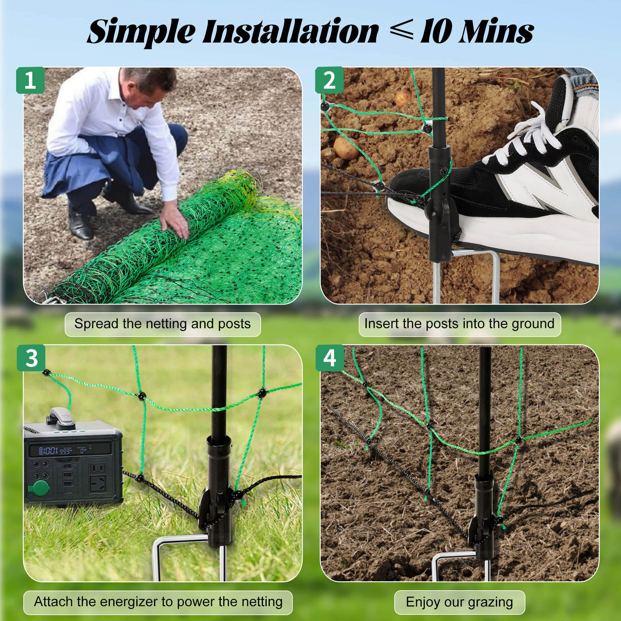 Decofy Electric Anti-Predator Goat Fence For Goats And Larger Animals ...