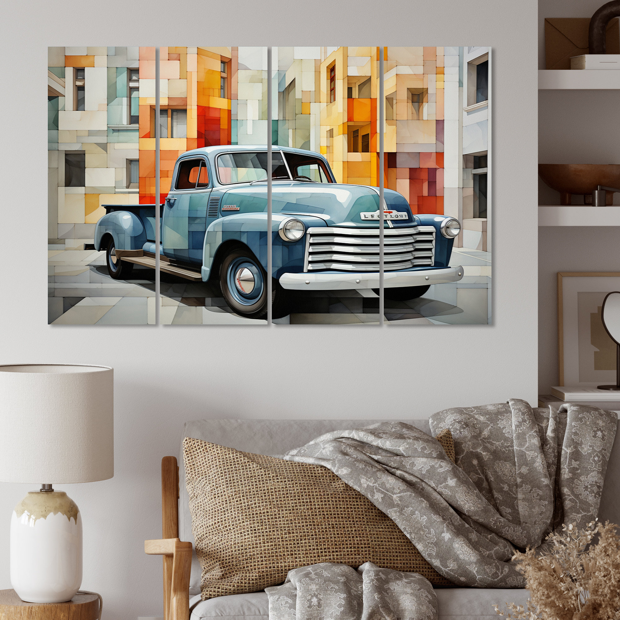 Latitude Run® Pickup Truck Geometric Abstraction II - 4 Piece Wrapped ...