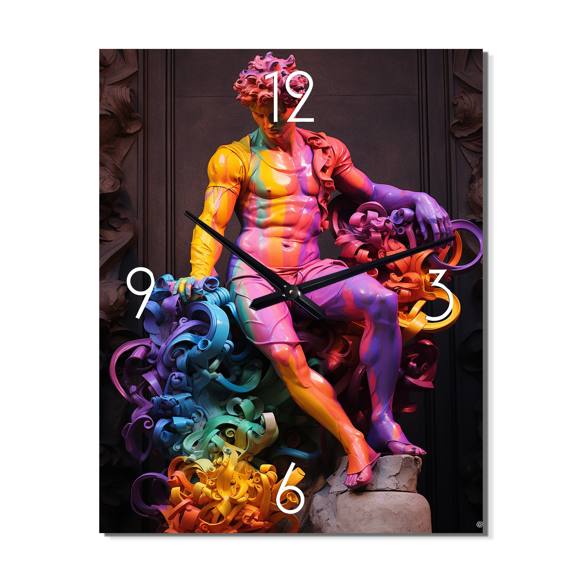 DesignArt Rainbow David Of Michelangelo Statute - Modern Wall Clock ...