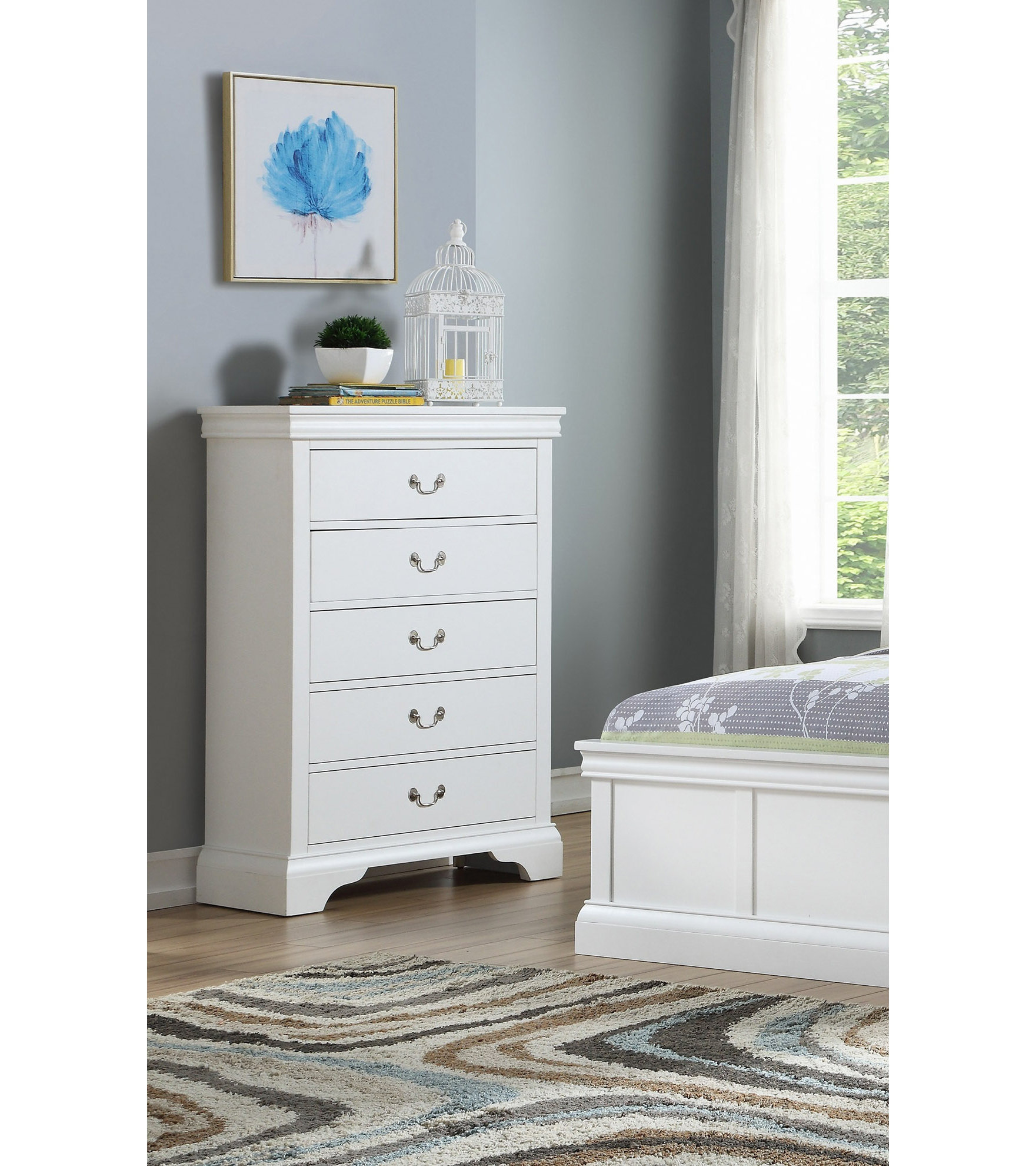 Canora Grey Modern Bedroom Chest Of Drawers White Color Drawers Tall ...