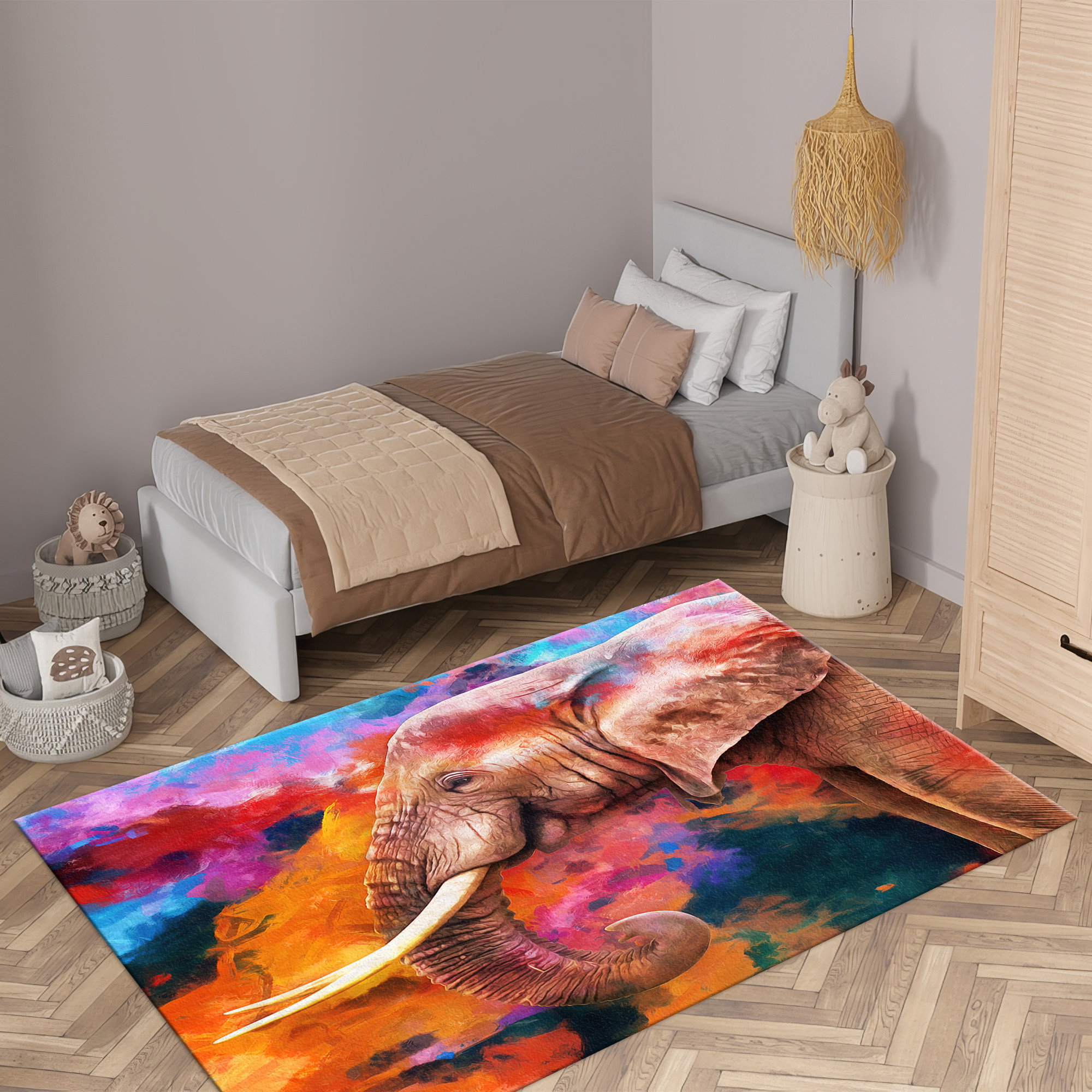 Hokku Designs Chic Floral-Patterned With Pile Soft Printed Rug Ideal ...