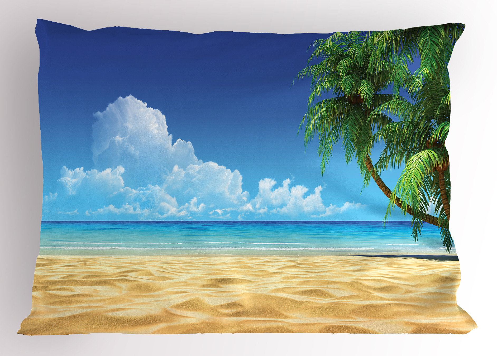 Ambesonne Palm Tree Pillow Sham 2 Pack Tropical Leaves Beach - Cream ...