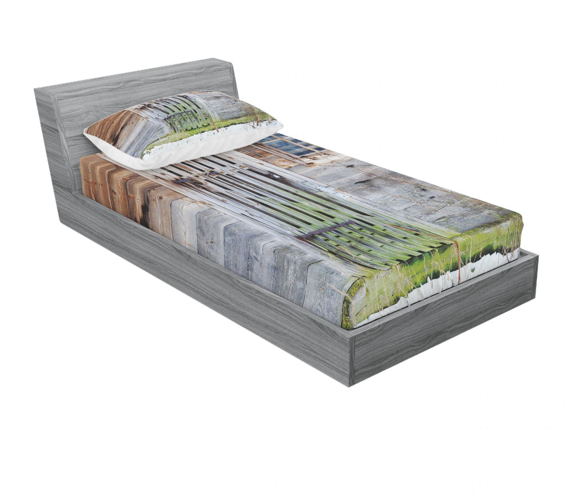 Ambesonne Retro Neglected Old Farmhouse Wooden Door and Window Rural ...