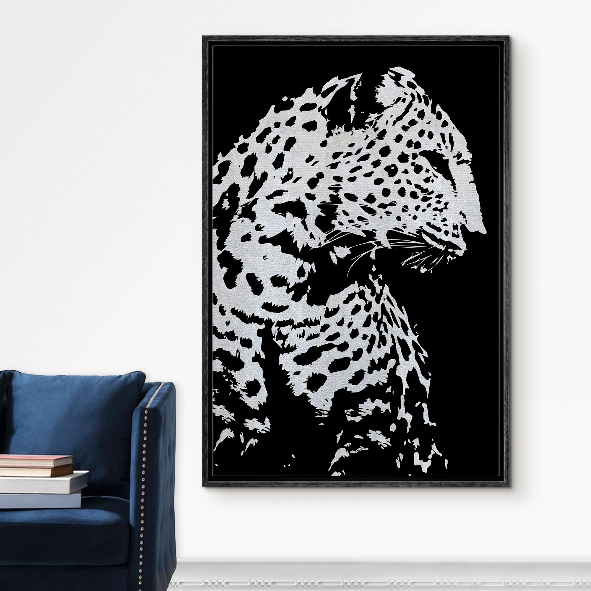 SIGNLEADER Framed Canvas Print Wall Art Side Profile Of Spotted Leopard ...