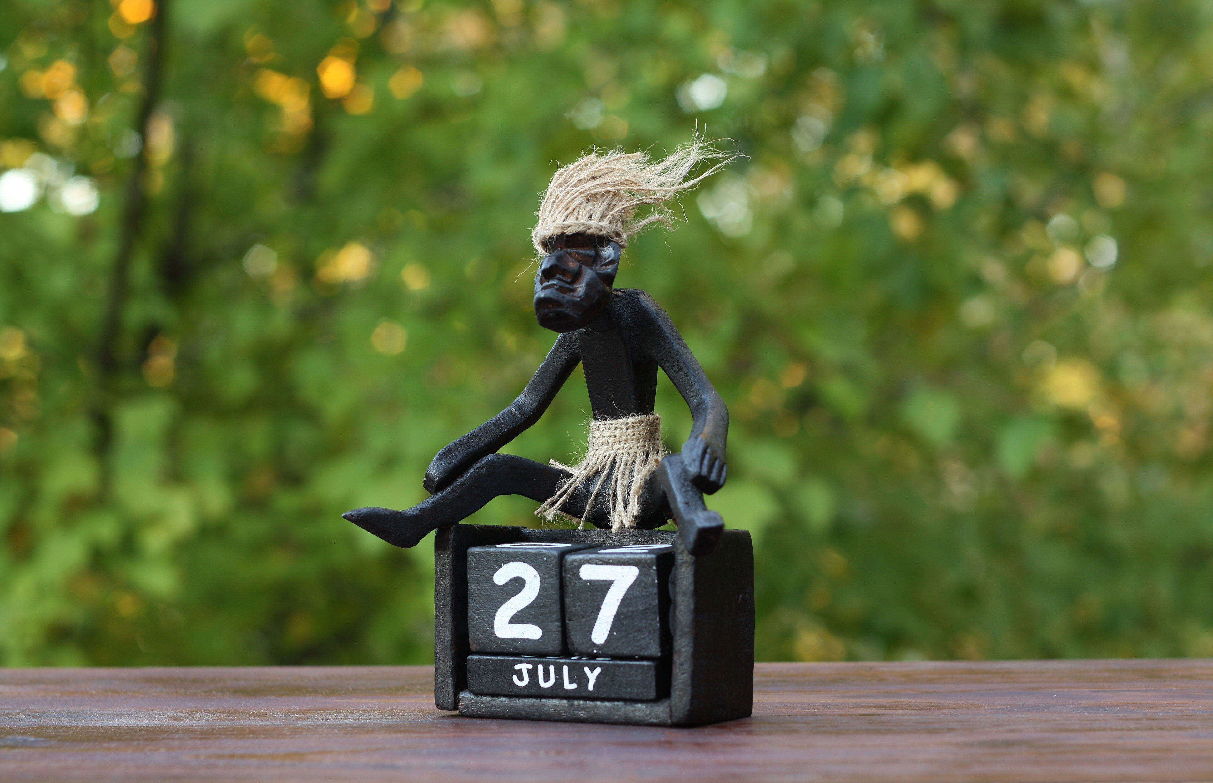 Loon Peak® Gentille Handmade Wooden Primitive Tribal Statue Calendar ...