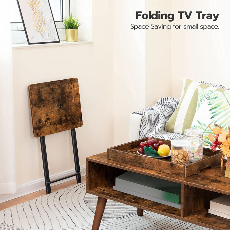 17 Stories Industrial Brown Folding Tv Tray Table - Removable Serving ...