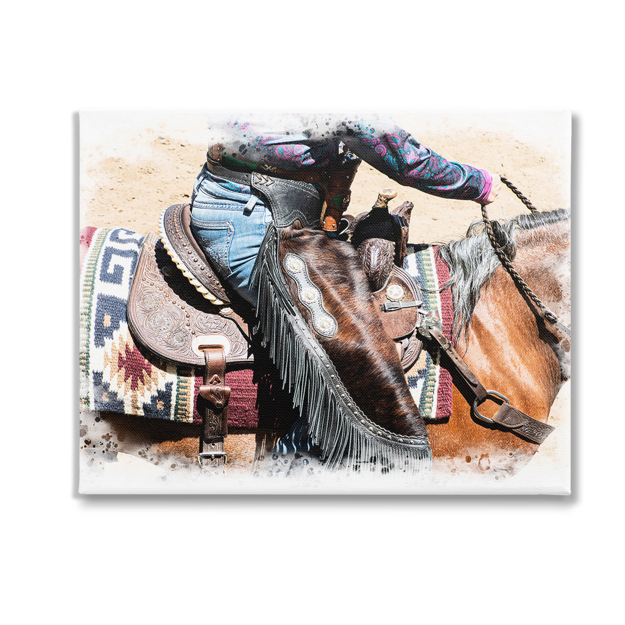 Union Rustic Western Cowboy on Saddle Canvas Wall Art by Jerry Cowart ...