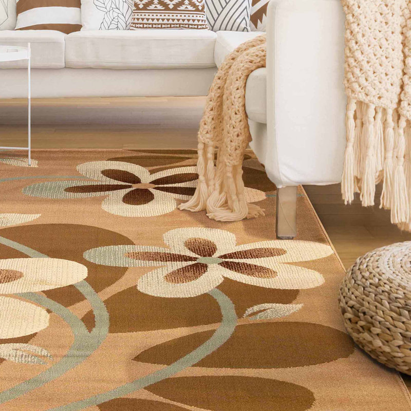 Red Barrel Studio® Leela Floral Brown Area Rug | Wayfair