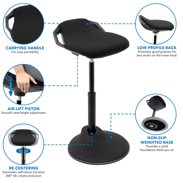 Mount-It! Height Adjustable Ergonomic Sit Stand Stool, Leaning Chair ...