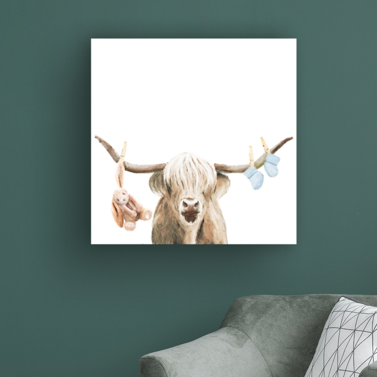 Redwood Rover Highland Cow Baby Boy by Ali Lynne - Wrapped Canvas ...