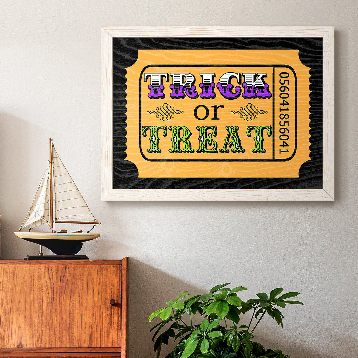 Trinx Trick Or Treat Ticket Framed On Canvas Textual Art | Wayfair
