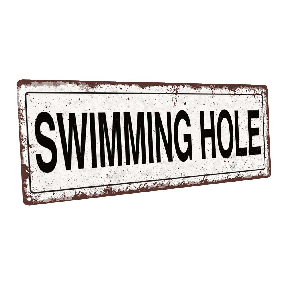 Trinx Indoor-Outdoor Swimming Hole Metal Sign, Wall Art For Sunroom ...