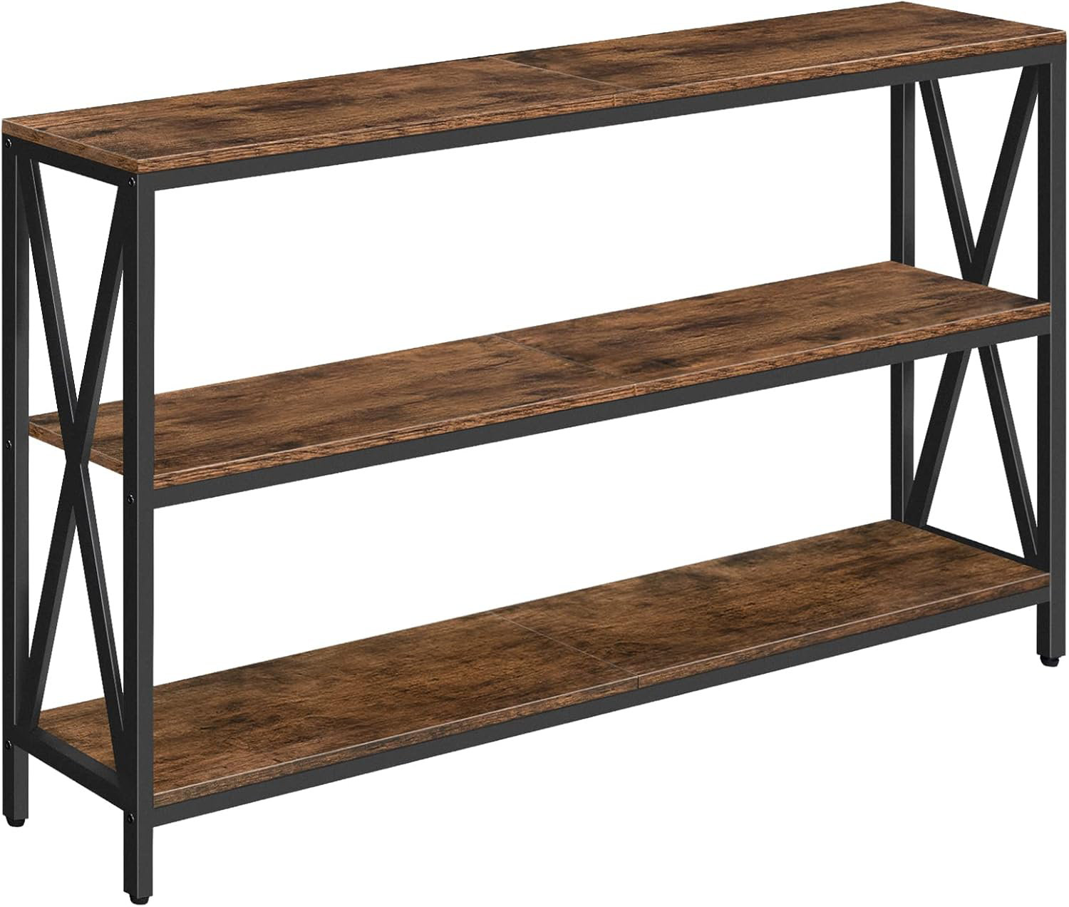 17 Stories 55" Industrial Rustic Console Sofa Table With 3 Shelves ...