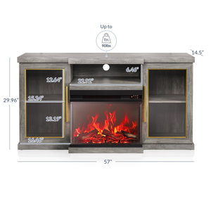 Latitude Run® 57'' W Storage Credenza with Electric Fireplace Included ...