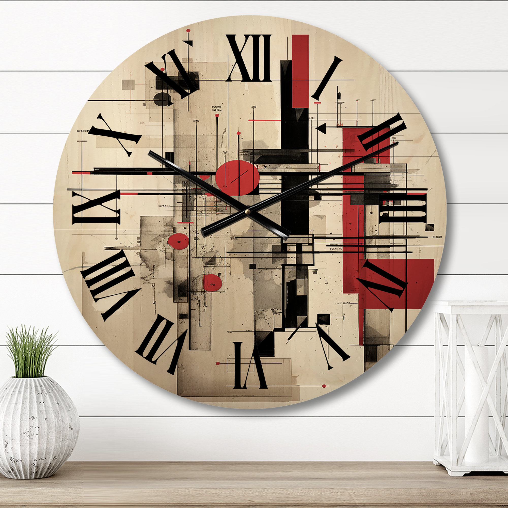 East Urban Home Red and Blue Retro Illustration - Modern Geometric ...
