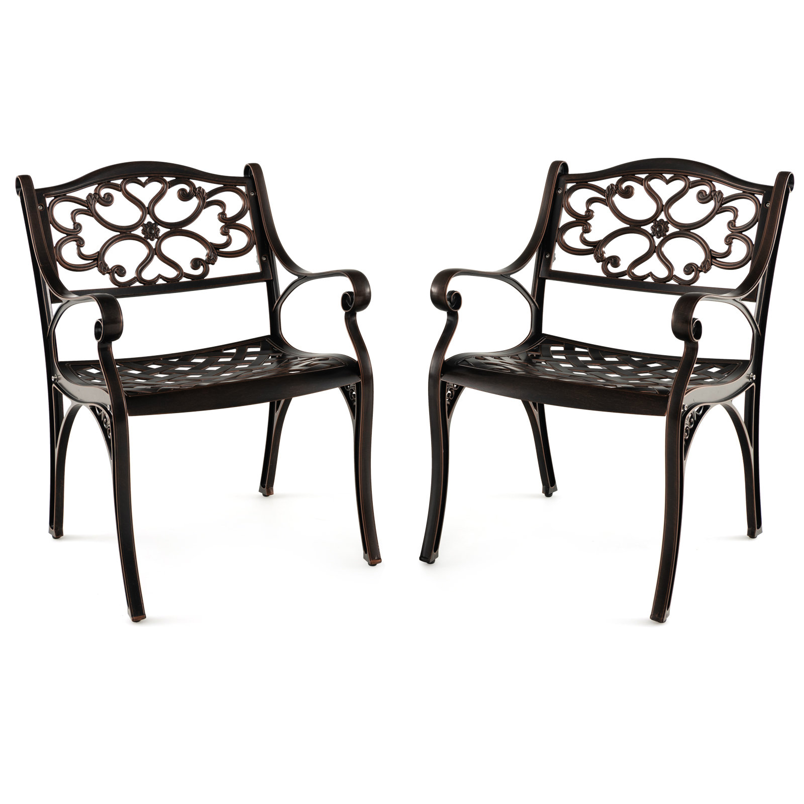 Charlton Home® 2 PCS Cast Aluminum Patio Chairs Set of 2 Outdoor Dining ...