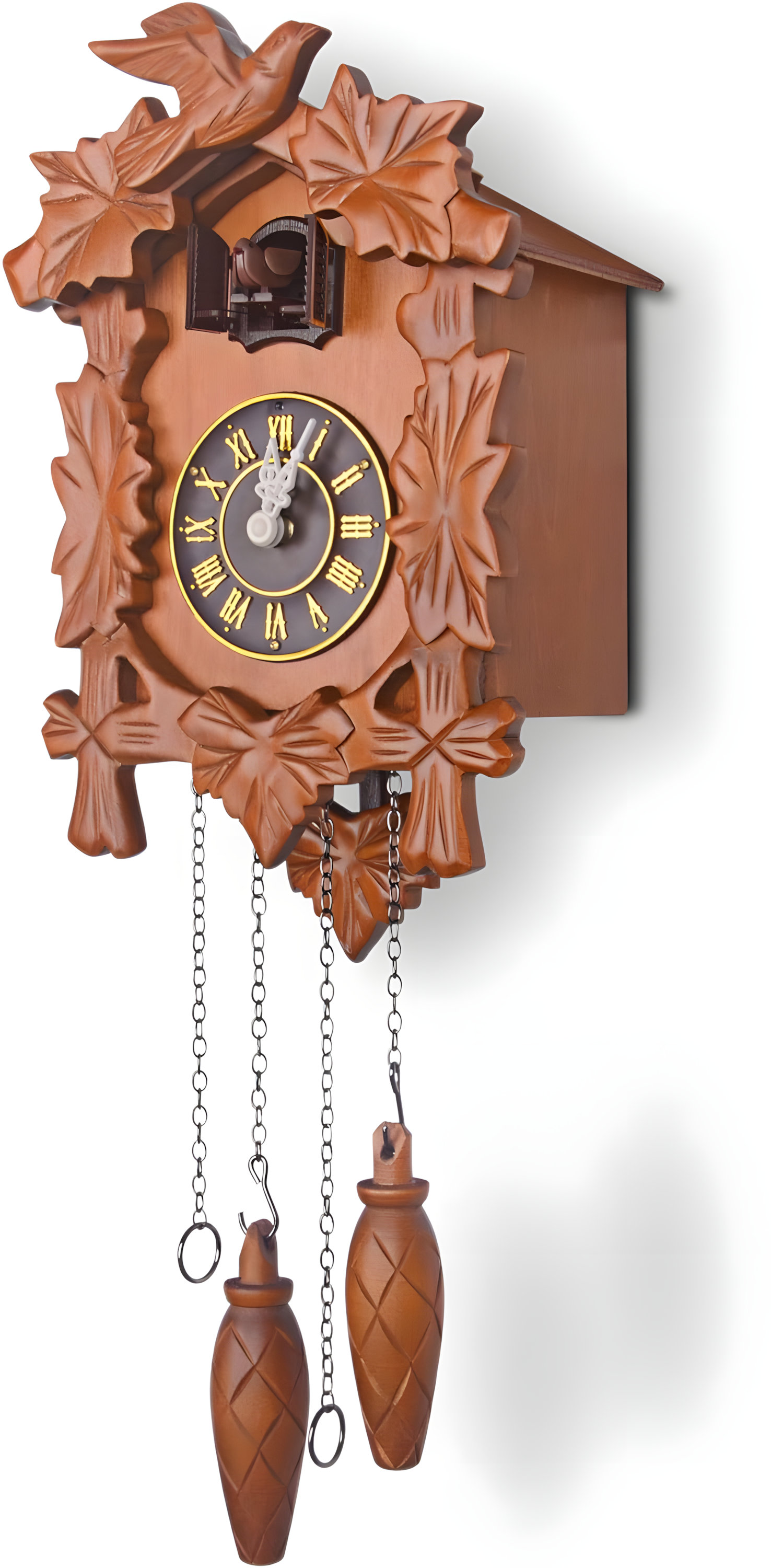 Co-t Handcrafted Wooden Cuckoo Clock With Carved Decorations, Automatic ...