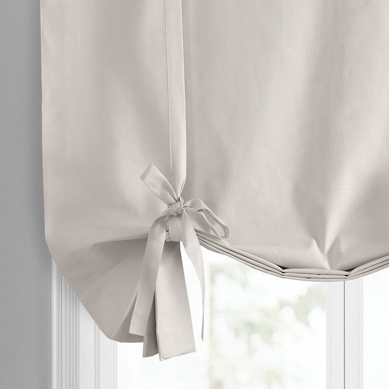 Ebern Designs Dune Textured Solid Cotton Room Darkening Tie-Up Window ...