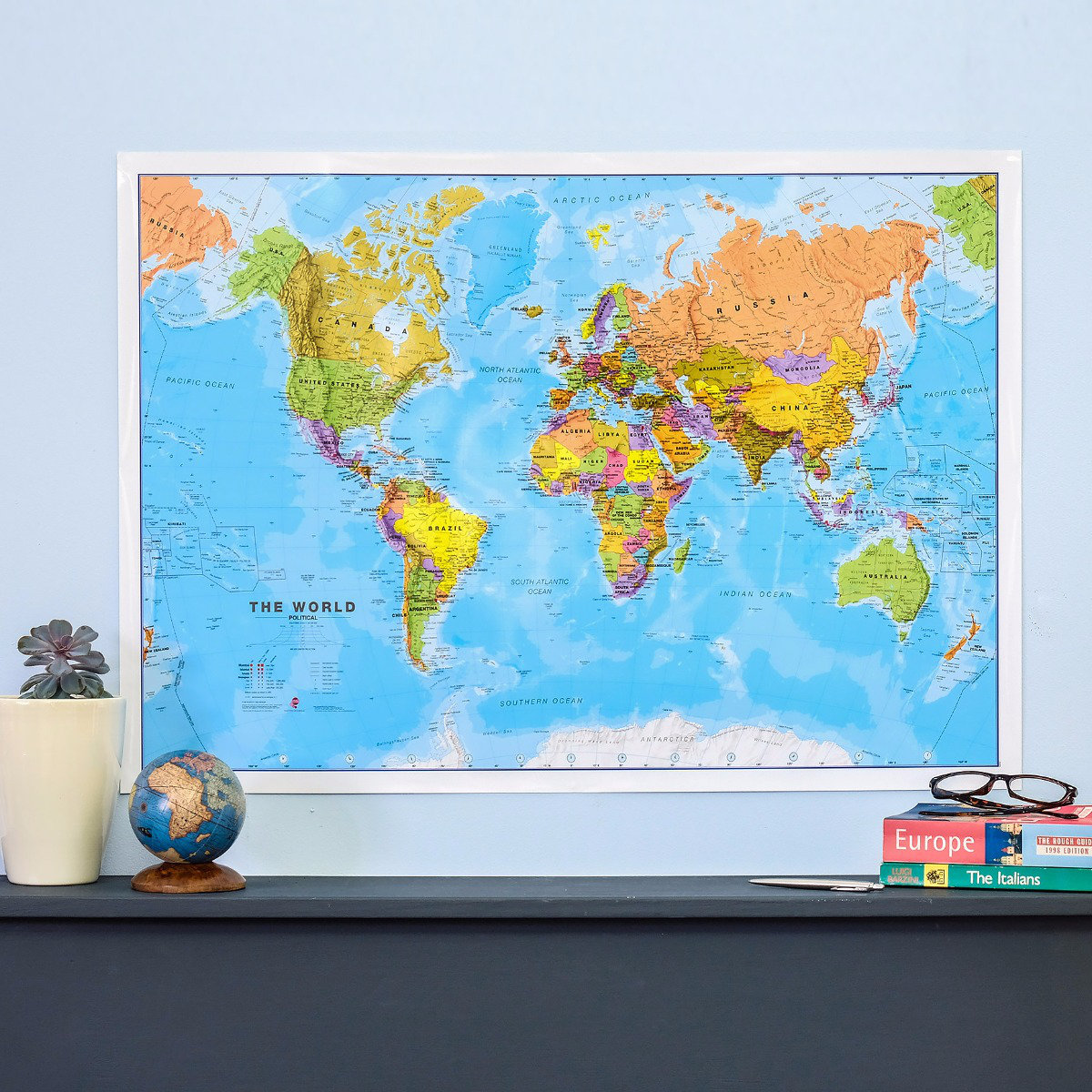 Maps International Roll-Down Medium Political World Wall Map, 46" x 78 ...