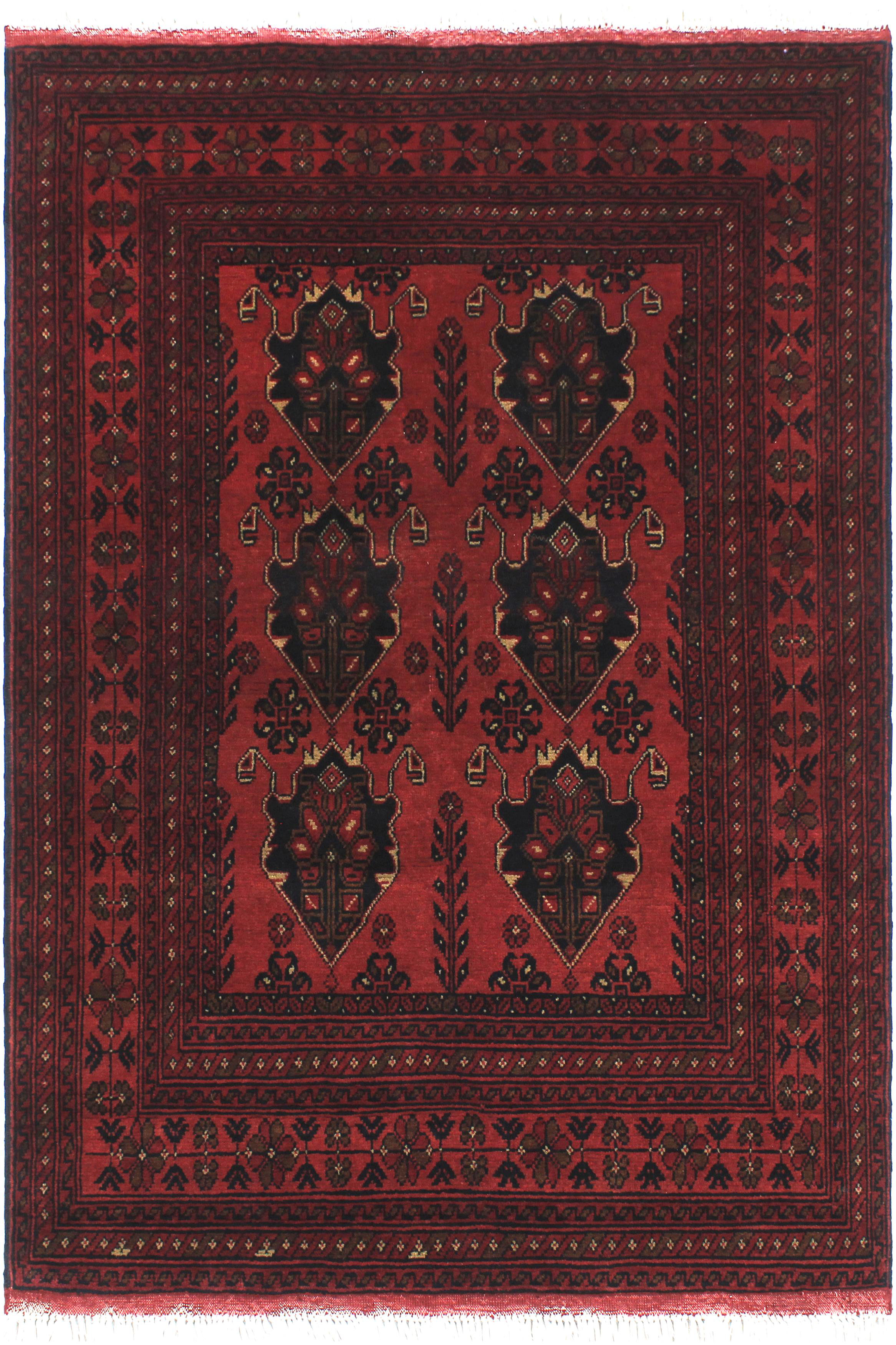 Isabelline Madonia Geometric Handmade Hand-Knotted Rectangle 3'5" x 4 ...