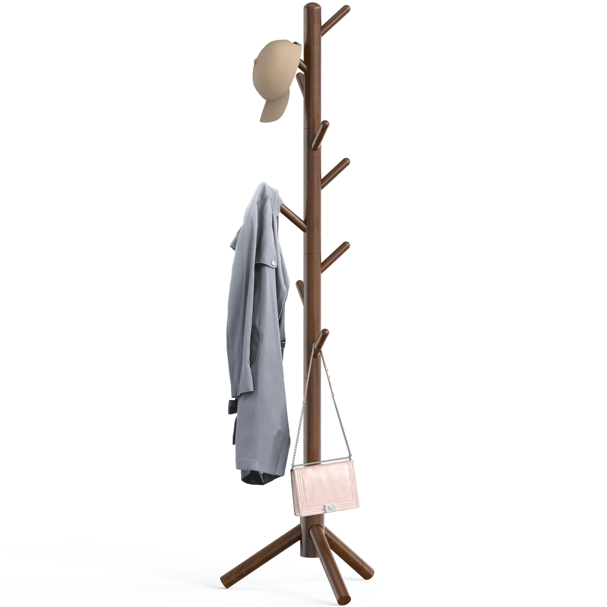 George Oliver Wooden Coat Rack Adjustable Tree Shaped Hanger With 9 ...