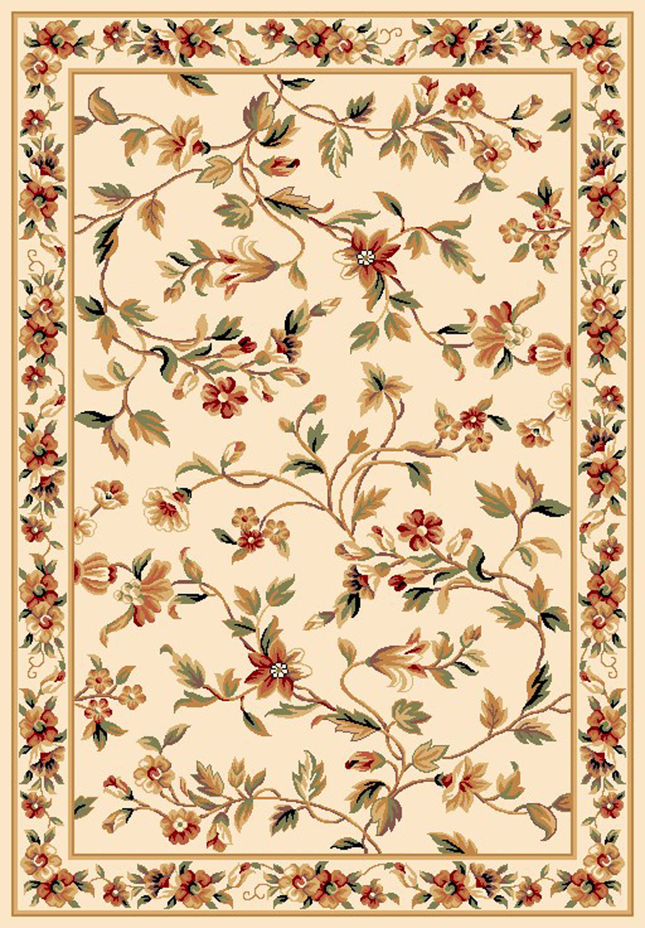 KAS Rugs Rectangle: 3'3" x 4'11" - Cambridge Ivory Floral Vine ...