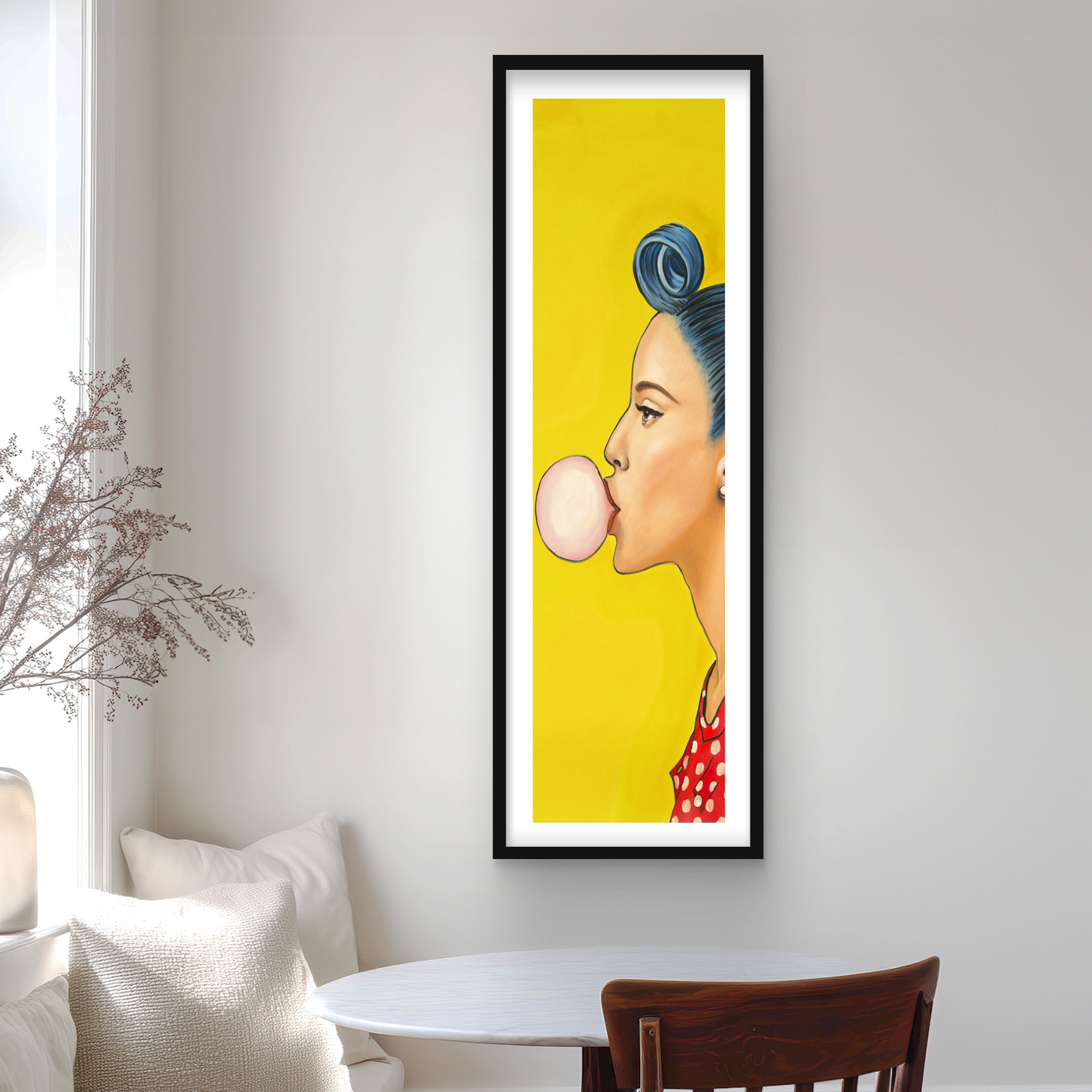Lark Manor™ Retro Woman with Beautiful Ponytail - Yellow Framed Print ...