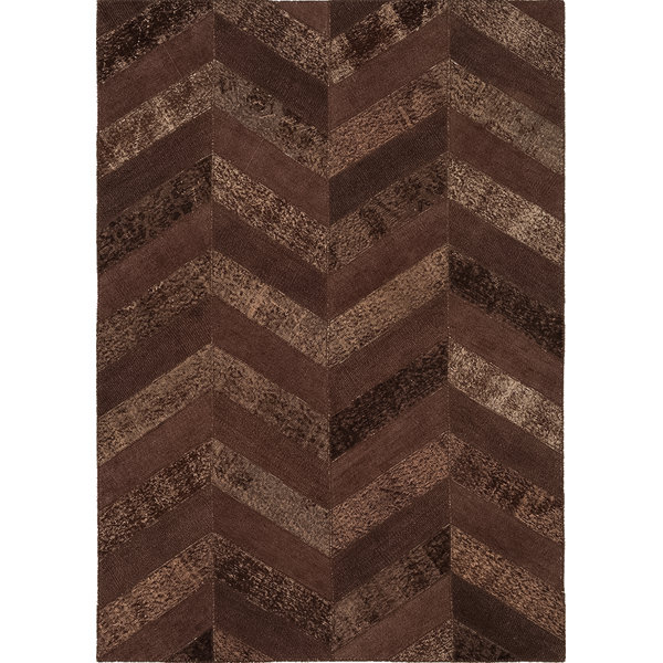 Creative Touch Varsity Cotton Geometric Area Rug in Brown | Perigold