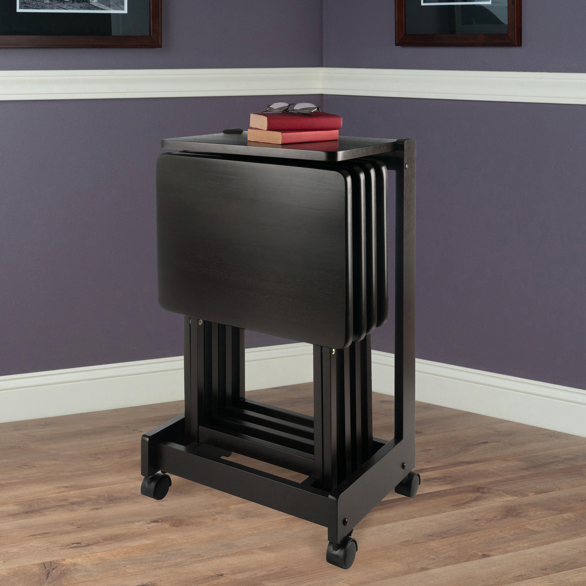 Symple Stuff Katia 5 Piece Flip Top Snack Tray Table Set & Reviews ...