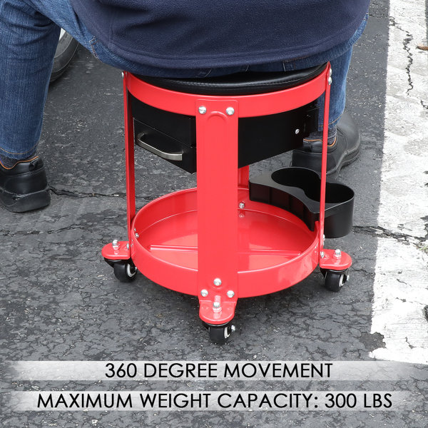 DNA Motoring Round Mechanics Roller Seat Creeper Stool with Padded ...