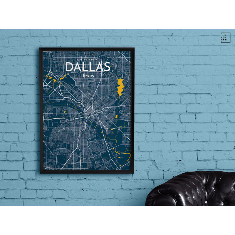 OurPoster.com 'Dallas City Map' Graphic Art Print Poster in Amuse | Wayfair