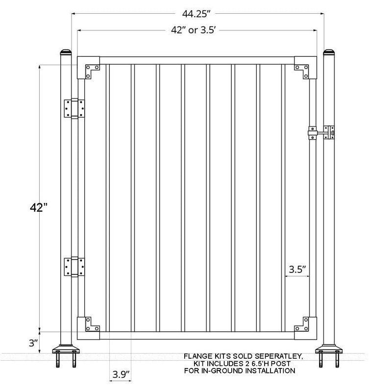 XCEL Fence® Black Steel Anti-Rust Fence Gate - Flat Top/Flat Bottom ...