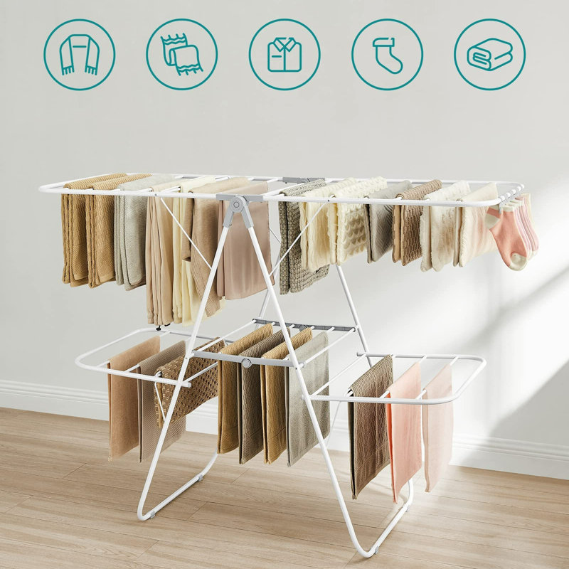 OLHAV Foldable Gullwing Drying Rack with Height-Adjustable Wings | Wayfair