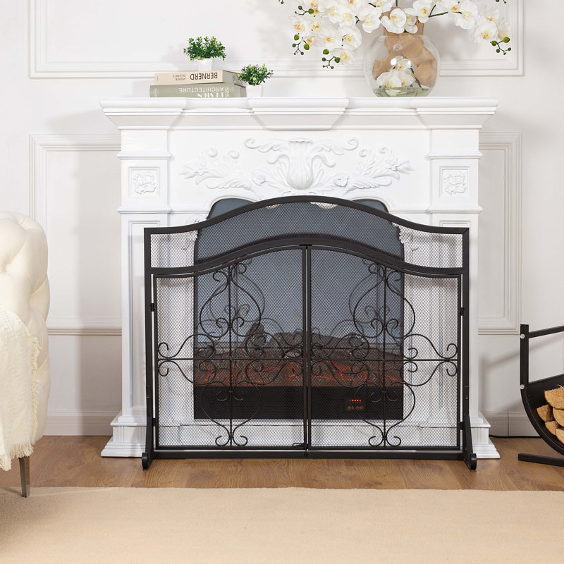 Fleur De Lis Living 2-Panel Iron Fireplace Screen | Wayfair
