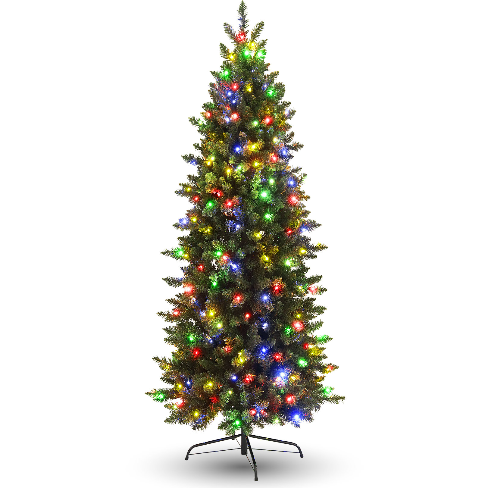 The Holiday Aisle® 6ft Slim Pre-Lit Artificial Christmas Tree with 250 ...