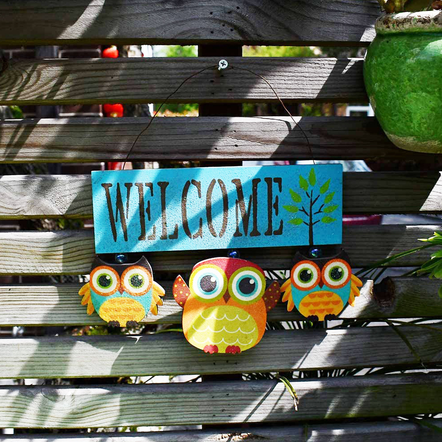 Millwood Pines Wooden Owl Welcome Sign Door Decoration Hanging Welcome ...