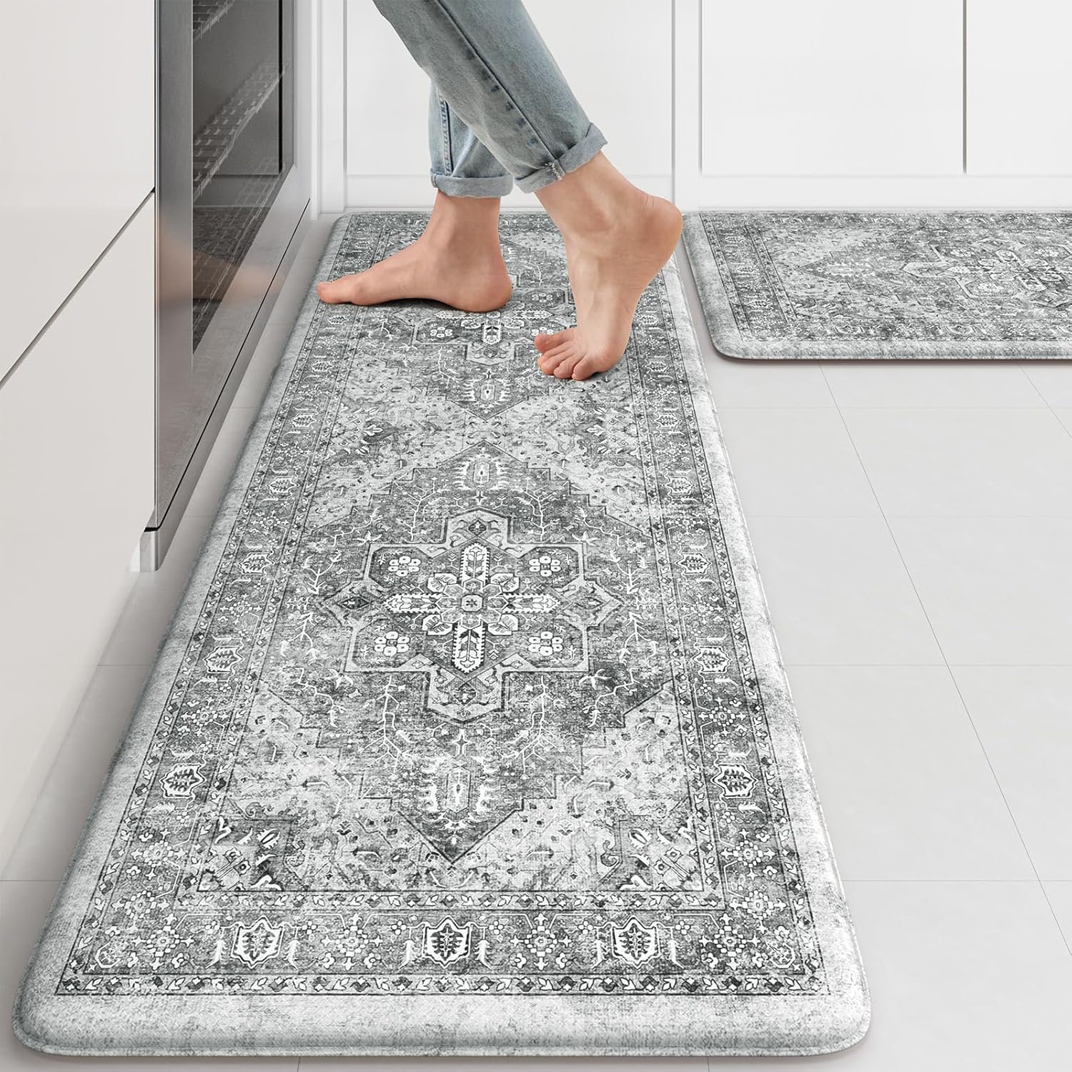 Dakota Fields Boho Cushioned Kitchen Rugs Sets of 2 | Wayfair