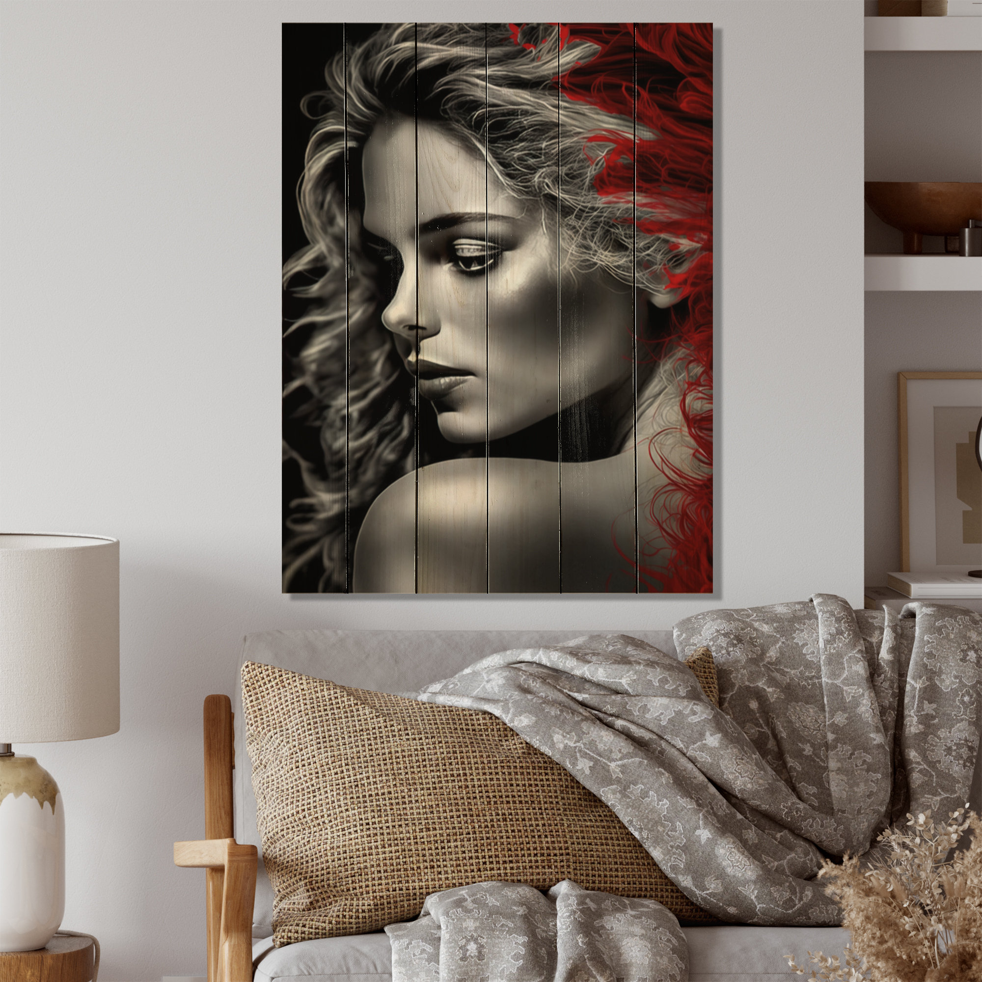 Mercer41 Vintage Sensuality In Red And Black Ii Woman Sensual Print On Natural Pine Wood Wayfair