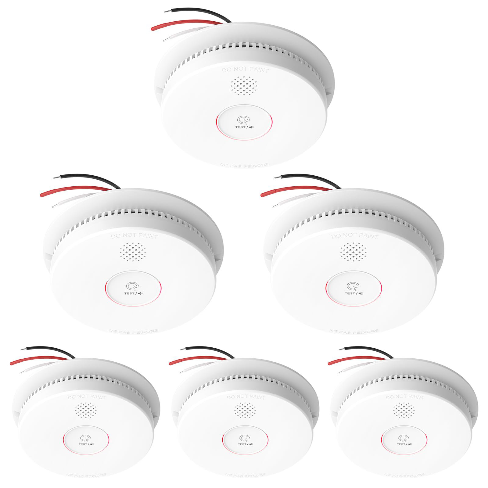 MODERN WALLS LLC Hardwired Interconnected Smoke Detectors,Photoelectric Smoke Alarm With 9V ...